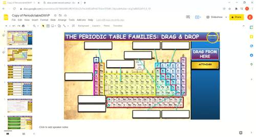 The Periodic Table Families Drag & Drop Worksheet: Google Slides + PPT