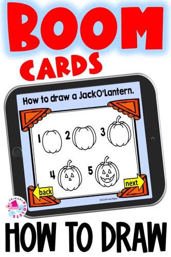 HALLOWEEN DIRECTED DRAWING BOOM CARDS by Primary Piglets | TPT