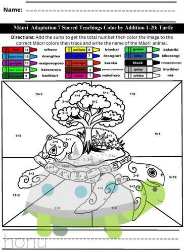 Māori Color by Addition 1-20 by Two-Spirit Teaching Resources | TPT