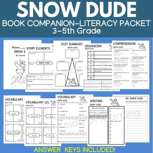 SNOW DUDE 3-5th WINTER READ ALOUD Book Companion Literacy Packet **NO ...
