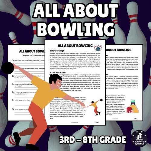 Bowling Reading Comprehension | Informational Worksheet | Grades 3 - 8