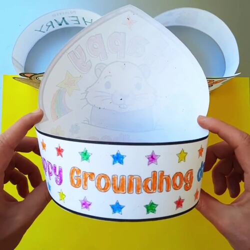 Groundhog Day Crown Craft, Groundhog Day Hat Coloring Pages Activity