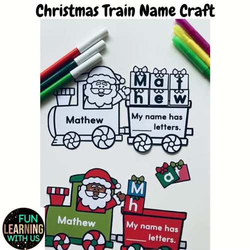 Christmas Train Name Crafts | December Editable Name Word Activity