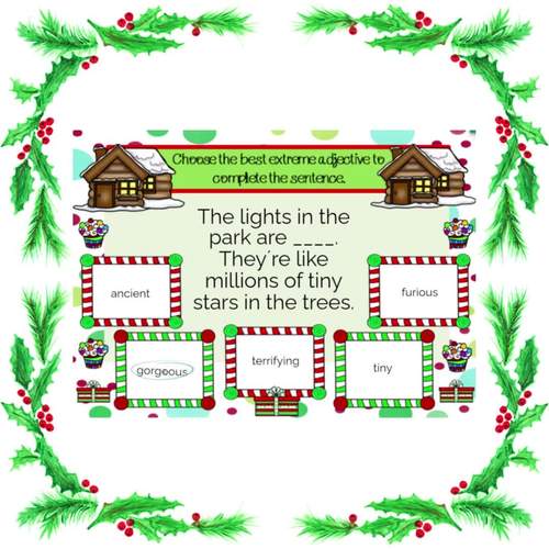 Christmas Extreme Adjectives Sentences and Match Boom Cards™ | TPT