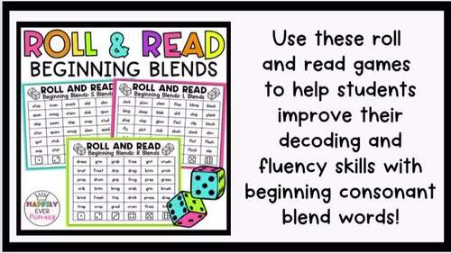 Beginning Consonant Blends | Roll and Read Fluency Practice Games