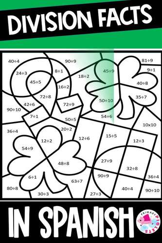 SPANISH ST. PATRICK'S DAY MATH COLORING PAGES - DIVISION COLOR BY ...