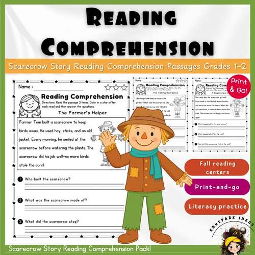 Scarecrow Story Reading Comprehension Passages | Fall Reading ...