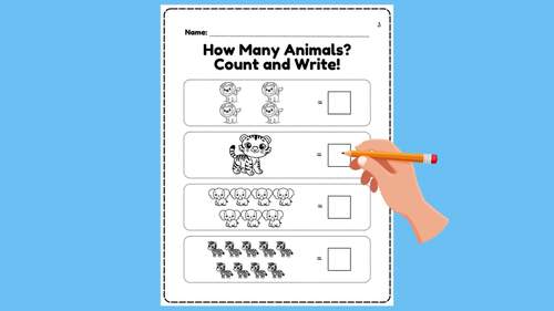Zoo Animals Count & Write 1-10 | Fun Counting Worksheets for PreK ...