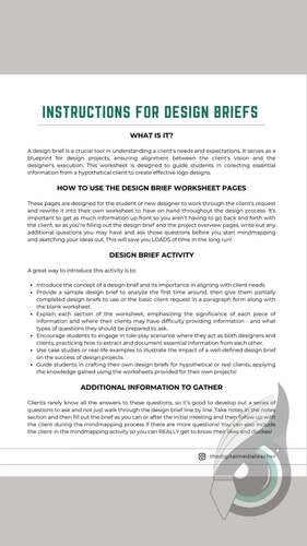 Graphic Design: Printable Workbook for Organizing Projects | TPT