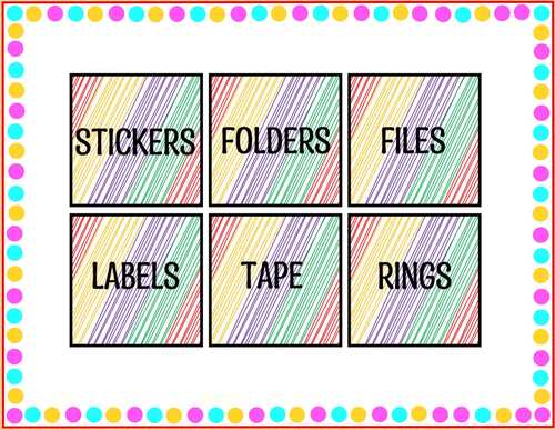 Printable Bright Classroom Supplies Labels, Modern Classroom Supplies Tags