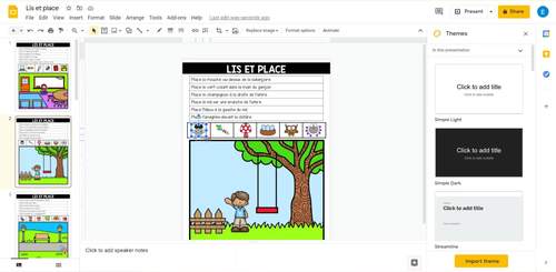 FRENCH GOOGLE SLIDES ACTIVITIES FOR EARLY FINISHERS - LIS ET PLACE