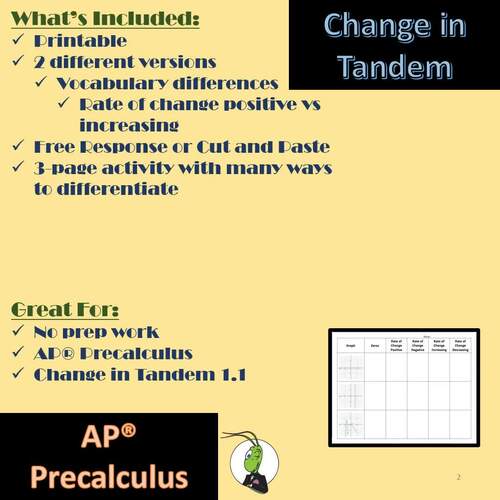 Change in Tandem AP® Precalculus 1.1 Activity Cut and Paste | TPT