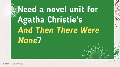 And Then There Were None LitPlan Novel Study Unit, Activities ...