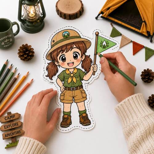 Camp Kids Coloring Templates for Summer DIY Crafts, Bulletin Board Decor