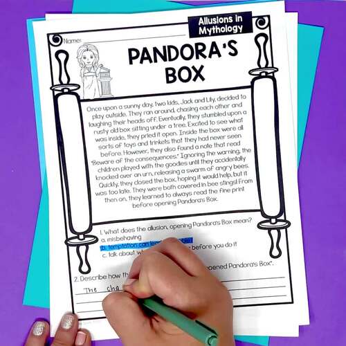 Greek Mythology Activities Allusions Posters Worksheets RL.4.4 Context ...