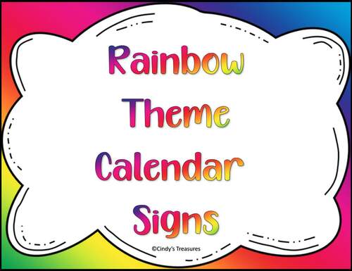 Rainbow Theme Classroom Calendar by Cindy's Treasures | TPT