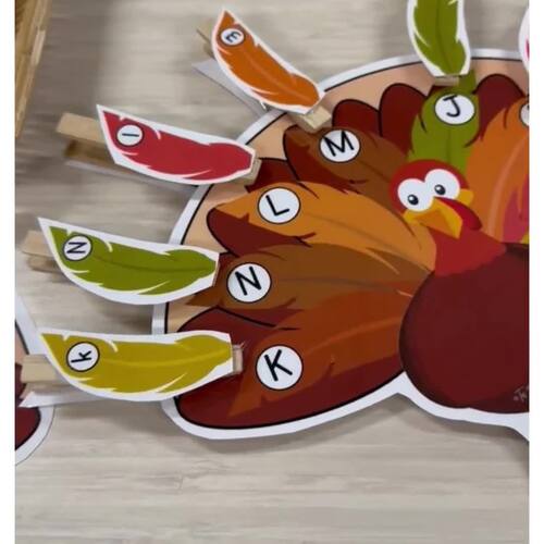 Thanksgiving Turkey Letter Recognition Game - Letter Matching Clip-it Game