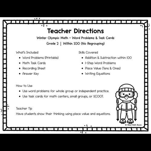 Winter Olympic Math Word Problems & Task Cards | Within 100 + Interactive