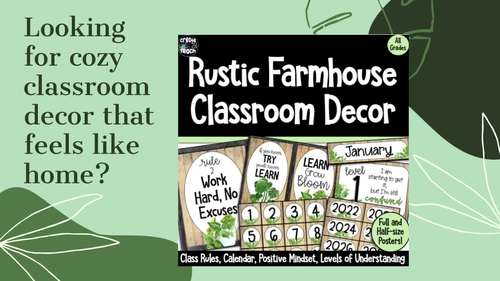 Rustic Plants Farmhouse Theme Classroom Decor - Editable by Create 2 Teach