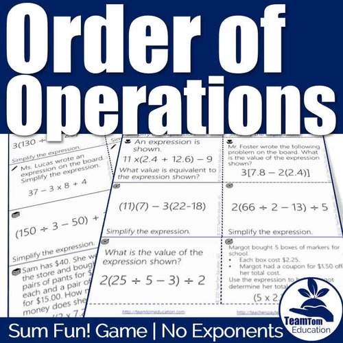 Order of Operations Task Card Game (No Exponents) by Team Tom | TpT