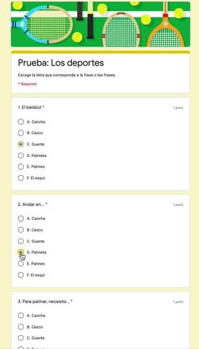 Los deportes Spanish Sports Vocabulary Google Forms Activities or ...