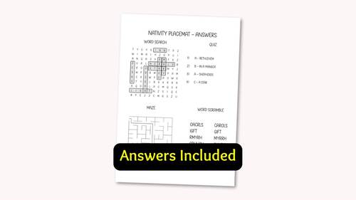 Nativity Activity Placemat, Sunday School Games, Christmas Nativity ...