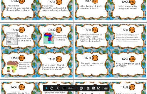 Africa Geography Task Cards Activity by Geography and Math Made Easy
