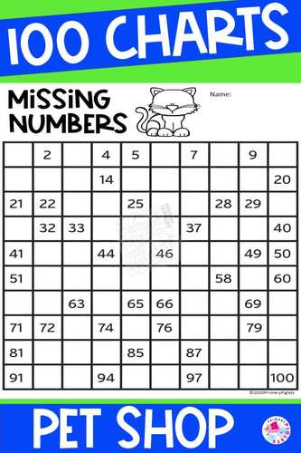100s CHART WORKSHEETS - BLANK, FILL IN, MISSING NUMBERS - PETS | TpT