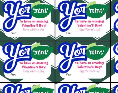 York Chocolate Valentine's Day Gift Tag- Yor (You're) "mint" to have an ...