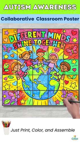 Autism Awareness Collaborative Poster | Different Minds Shine Together ...