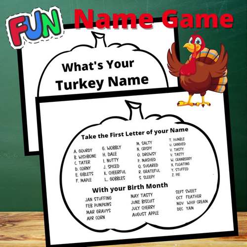 Thanksgiving Activities Name Game Class Resource Starter Fun No Prep