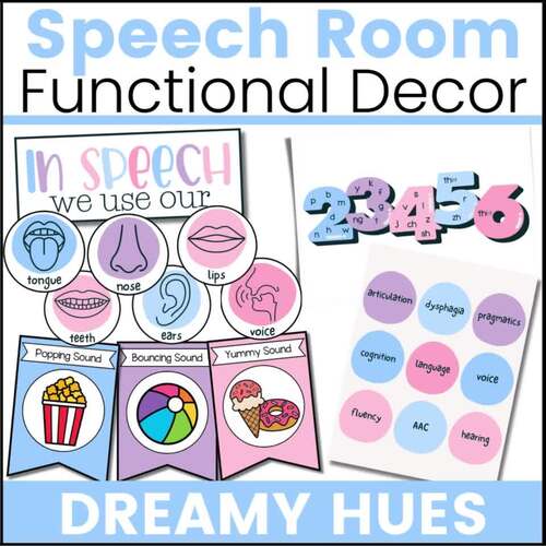 Speech Room Decor - Posters, Bulletin Board, Door Signs - Dreamy Hues
