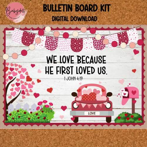 Bible Verse Valentine's Day Bulletin Board | Christian Classroom