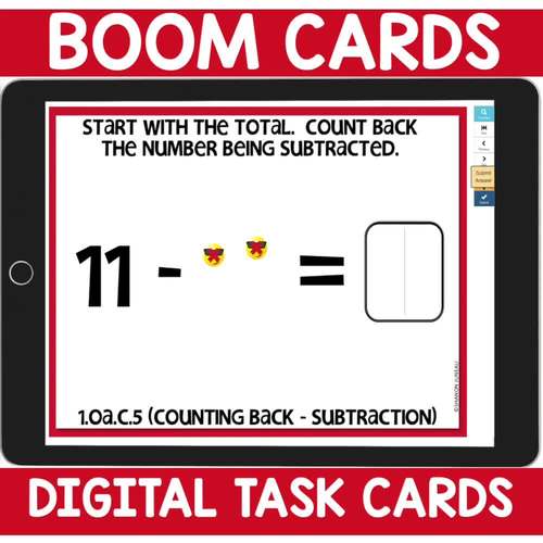 Subtraction Problems Counting Back to Find the Difference Boom Cards 1 ...