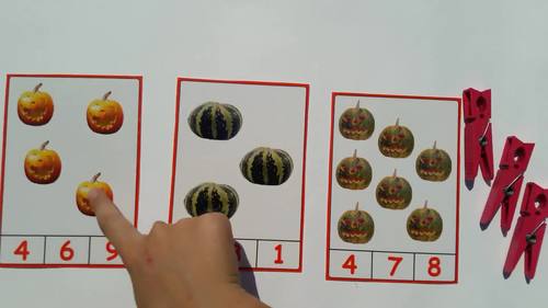 Fall Math Activities - Counting Clip Cards Ten Frames Ordering Numbers