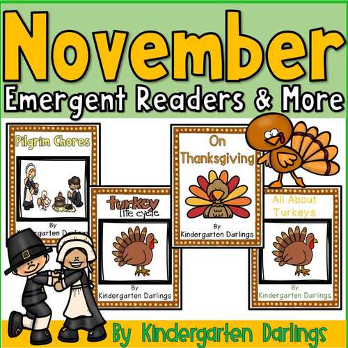 Thanksgiving Emergent Readers, Non-Fiction Writing, Math & Literacy Centers
