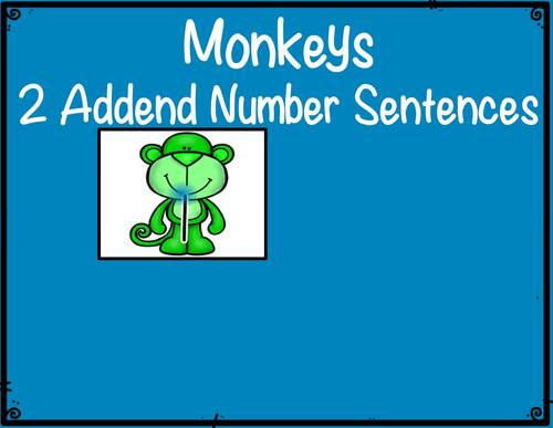 Monkeys Themed Build 2 Addend 0-20 Addition & Subtraction Number Sentence