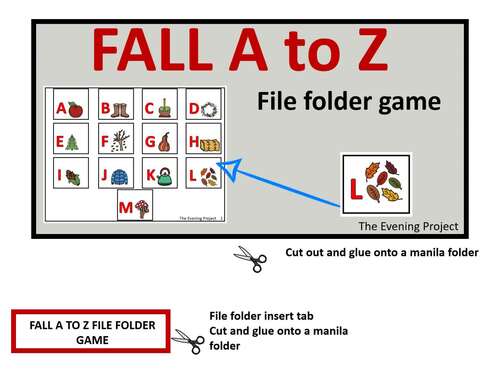 FALL A TO Z FILE FOLDER MATCH FOR KINDERGARTEN & SPECIAL EDUCATION