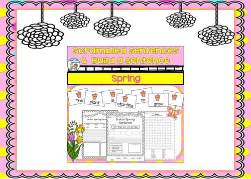 Spring Scrambled Sentences | Cut & Paste Sentences | March or April Writing