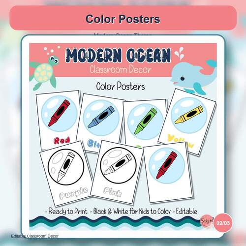 Editable Color Posters | Ocean & Under the Sea Classroom Decor by ...