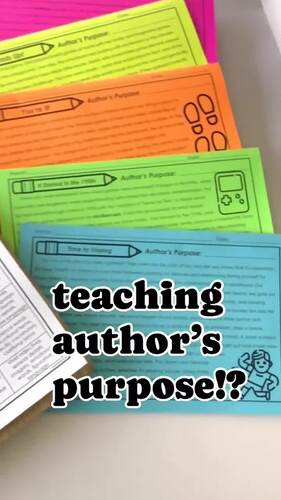 Author's Purpose Worksheets Anchor Chart Graphic Organizer Reading Activity