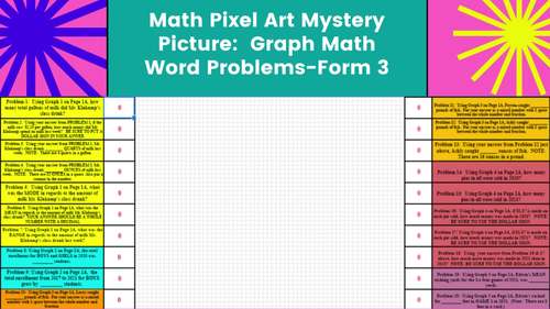Graph Math-Pixel Art Mystery Pic-5th Grade Math Review: Word Problems ...