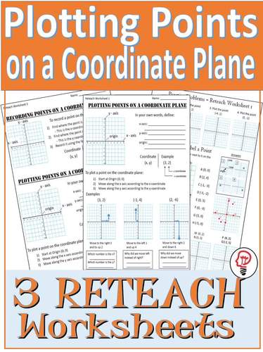 Plotting Points on a Coordinate Plane Reteach Worksheets | TpT