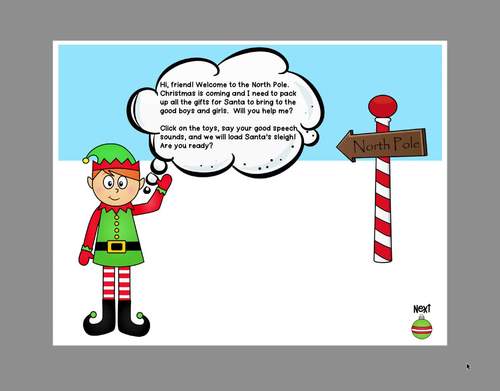 No Print Christmas Articulation by Speech Tea | TPT