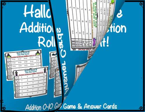 Halloween Addition & Subtraction Facts 0-20 Roll It! Read It! Game Cards