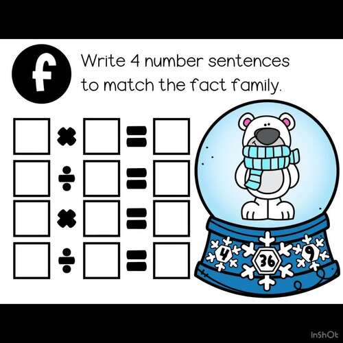 Winter Multiplication & Division Fact Families Task Cards | 3rd Grade