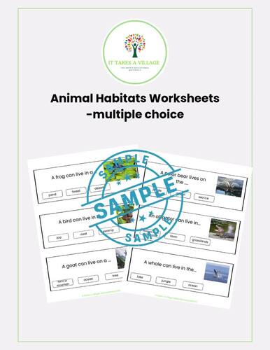 Animal Habitats worksheets-Fill in the blanks multiple choice | TPT