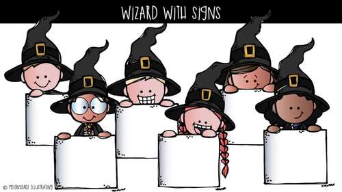 Wizards clip art, blank sign, witch Mini by Melonheadz Clipart | TPT