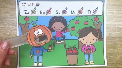 I Spy Fall & Thanksgiving Letters -Magnifying Glass Mats! | TPT