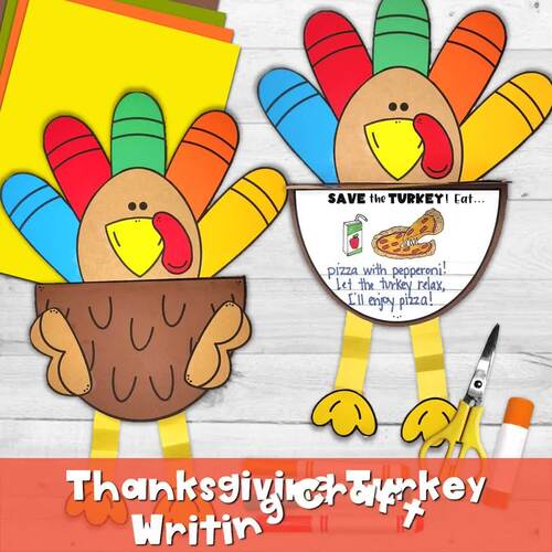 Thanksgiving Craft - Turkey Craft and Writing Activity - Bulletin Board